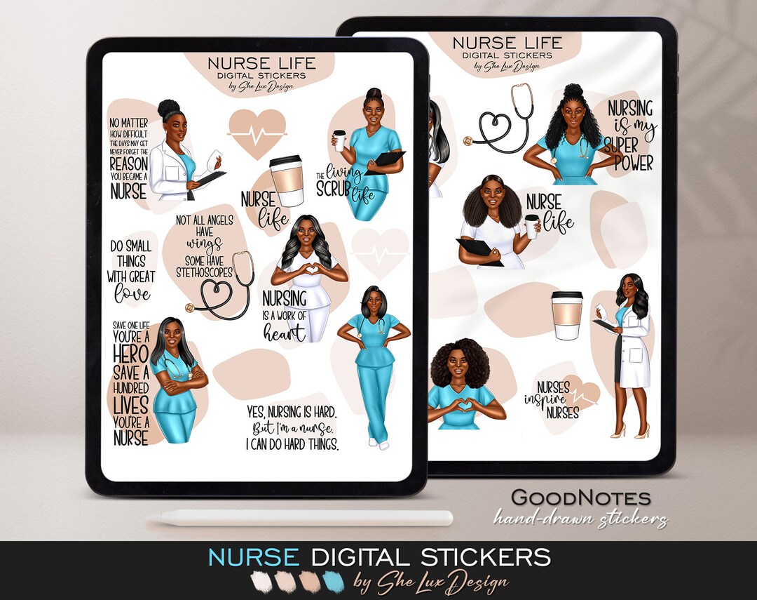 Black Nurse Stickers, Digital Stickers, Medical Stickers, Black Girl ...