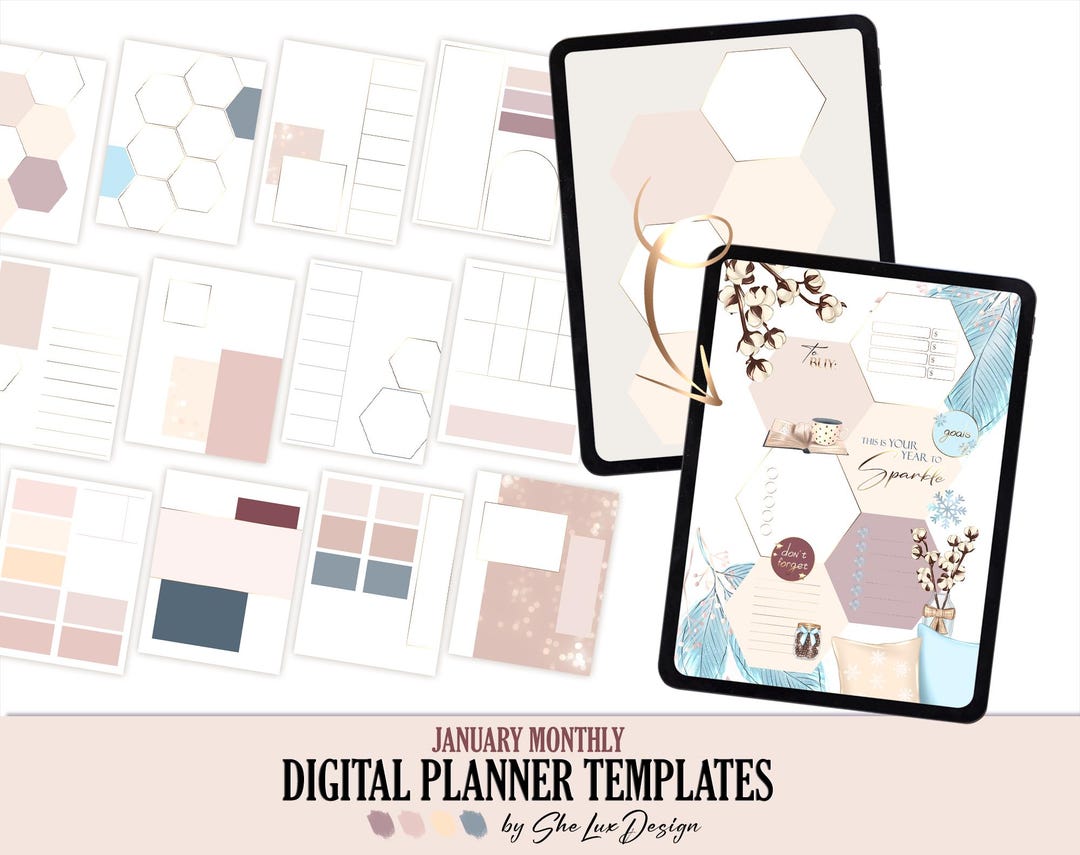 January Weekly and Daily Planner Inserts, Digital Planner Templates PNG ...