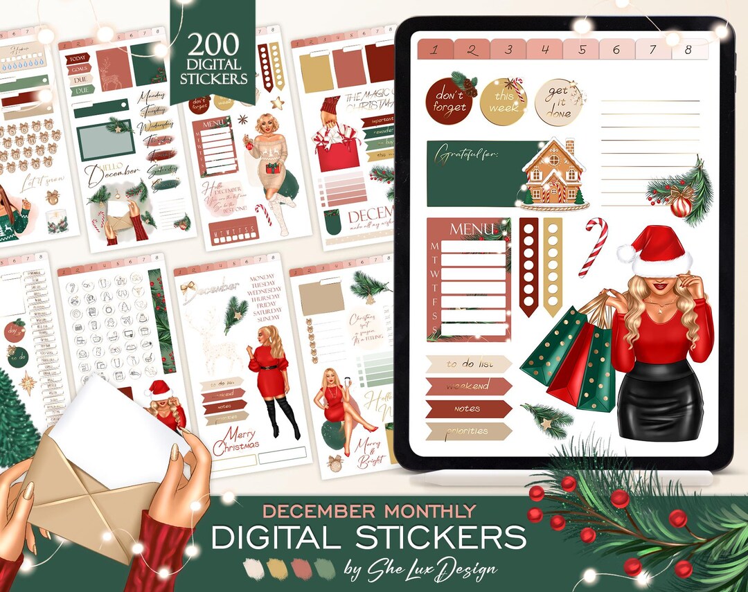 December Digital Stickers, Christmas 2024 Goodnotes Stickers, Winter ...