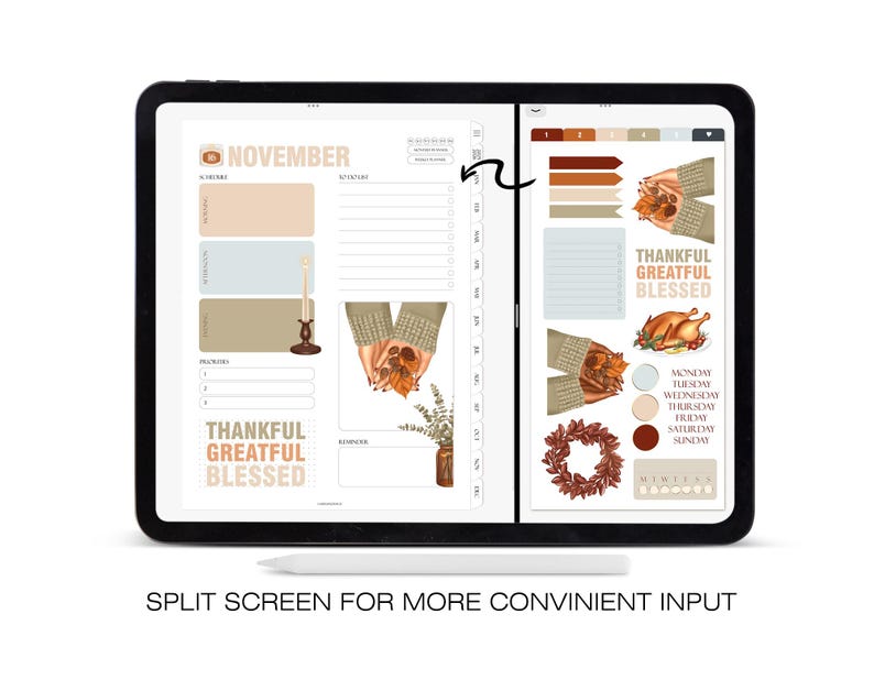 November Digital Stickers 2025, Goodnotes Noteful PNG Planner Stickers ...