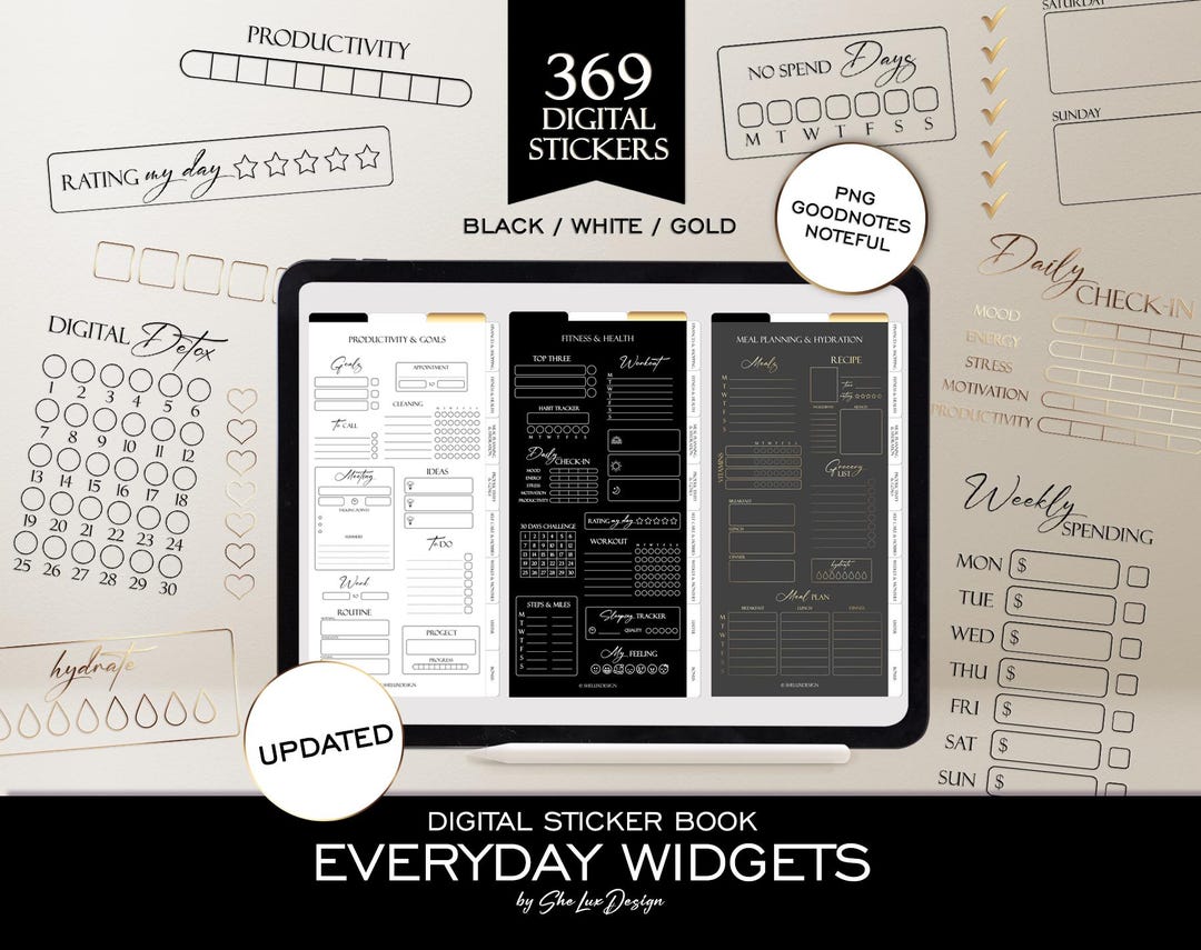 Widgets Digital Planner Stickers, Goodnotes Widget Insert Sticker Book ...