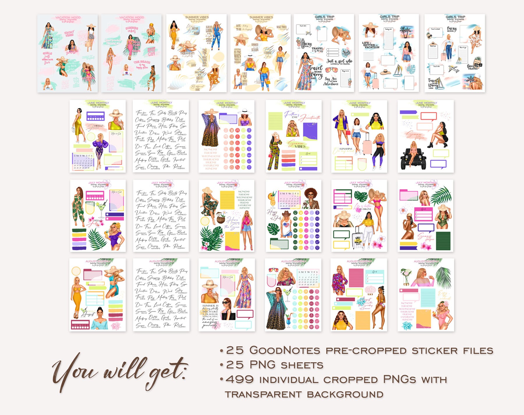 Ultimate Summer Digital Stickers for Goodnotes, Digital Planner, Summer ...