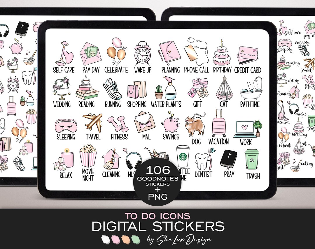 Cute TO DO Icons Digital Stickers for Goodnotes Planner, Daily to Do ...