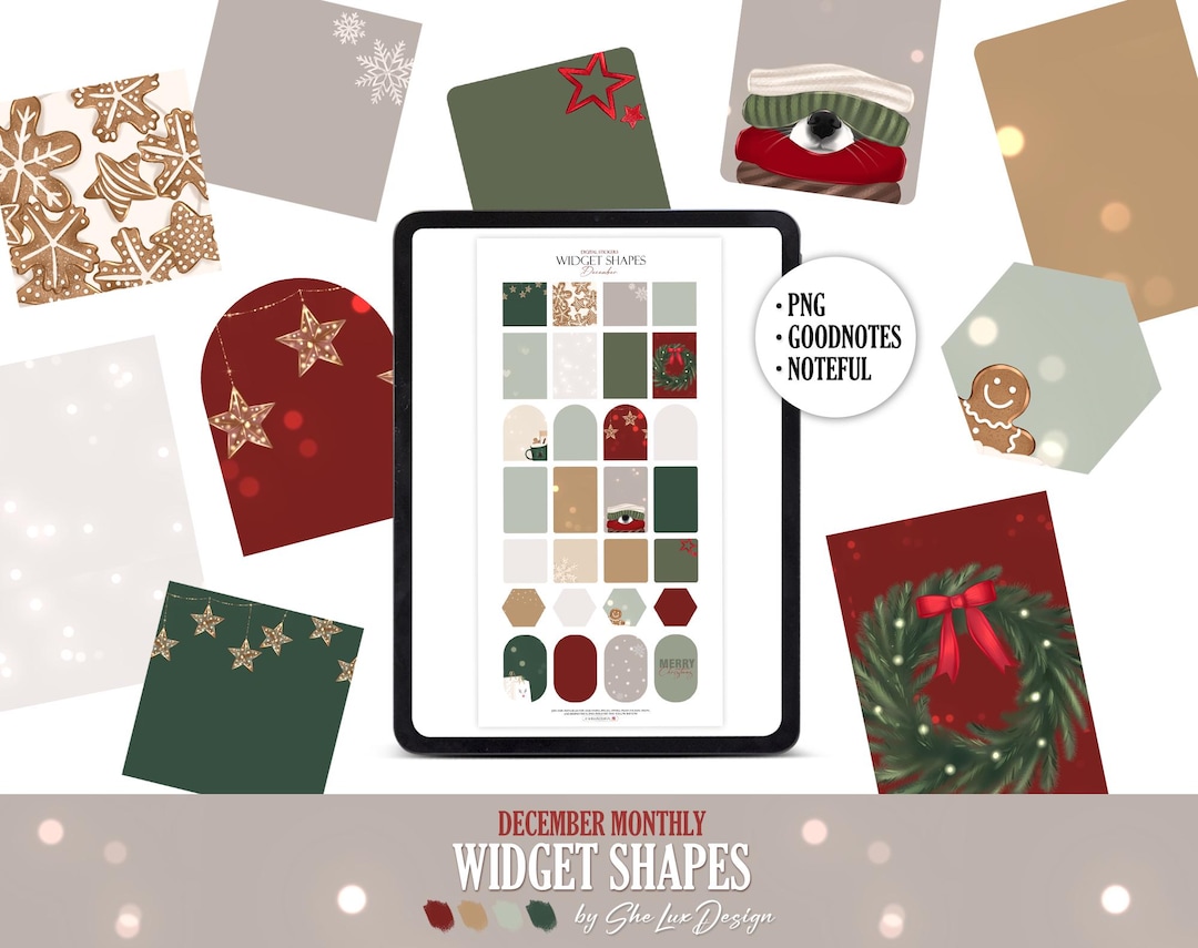 December 2025 Digital Shape Widgets, Winter Widget Shapes Stickers for ...