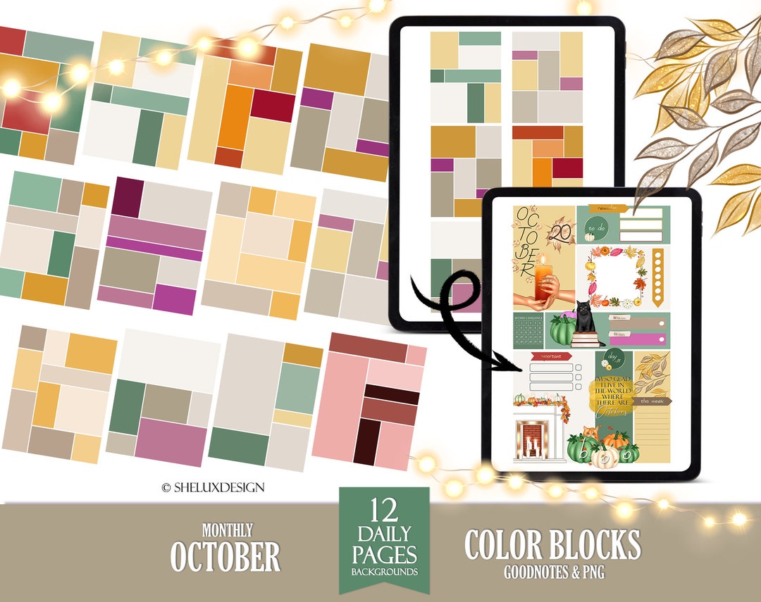 Fall Color Blocks Templates, Digital Planner Inserts, Daily Inserts for ...