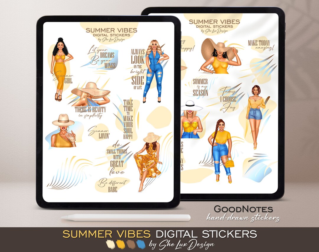 Summer Digital Stickers, Digital Planner Stickers, iPad Stickers ...