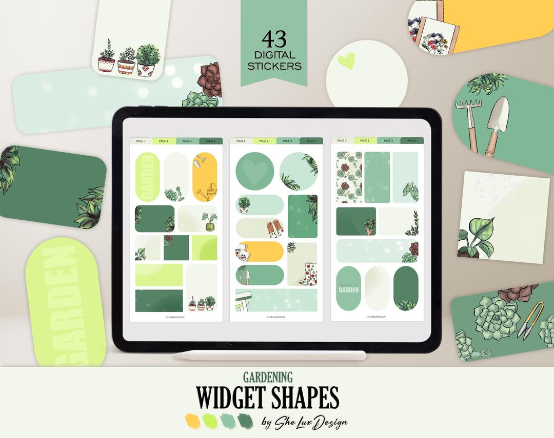 2025 Gardening Digital Shape Widgets, Cute Garden Widget Shapes ...