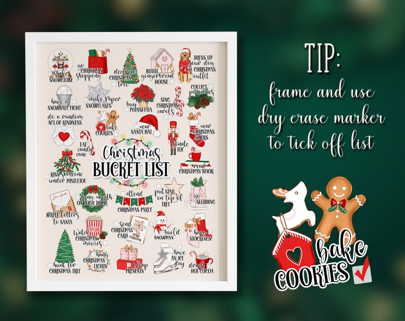 Christmas Bucket List Printable, Winter Activity Checklist Template PNG ...
