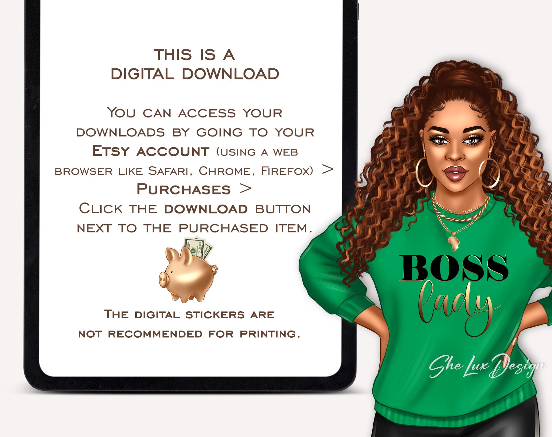 Black Girl Digital Stickers for Goodnotes, Finance Stickers, Budget ...