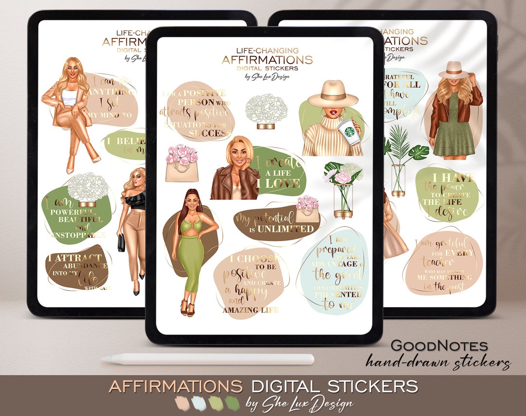 Affirmation Digital Stickers, Black Girl Digital Stickers, Goodnotes ...