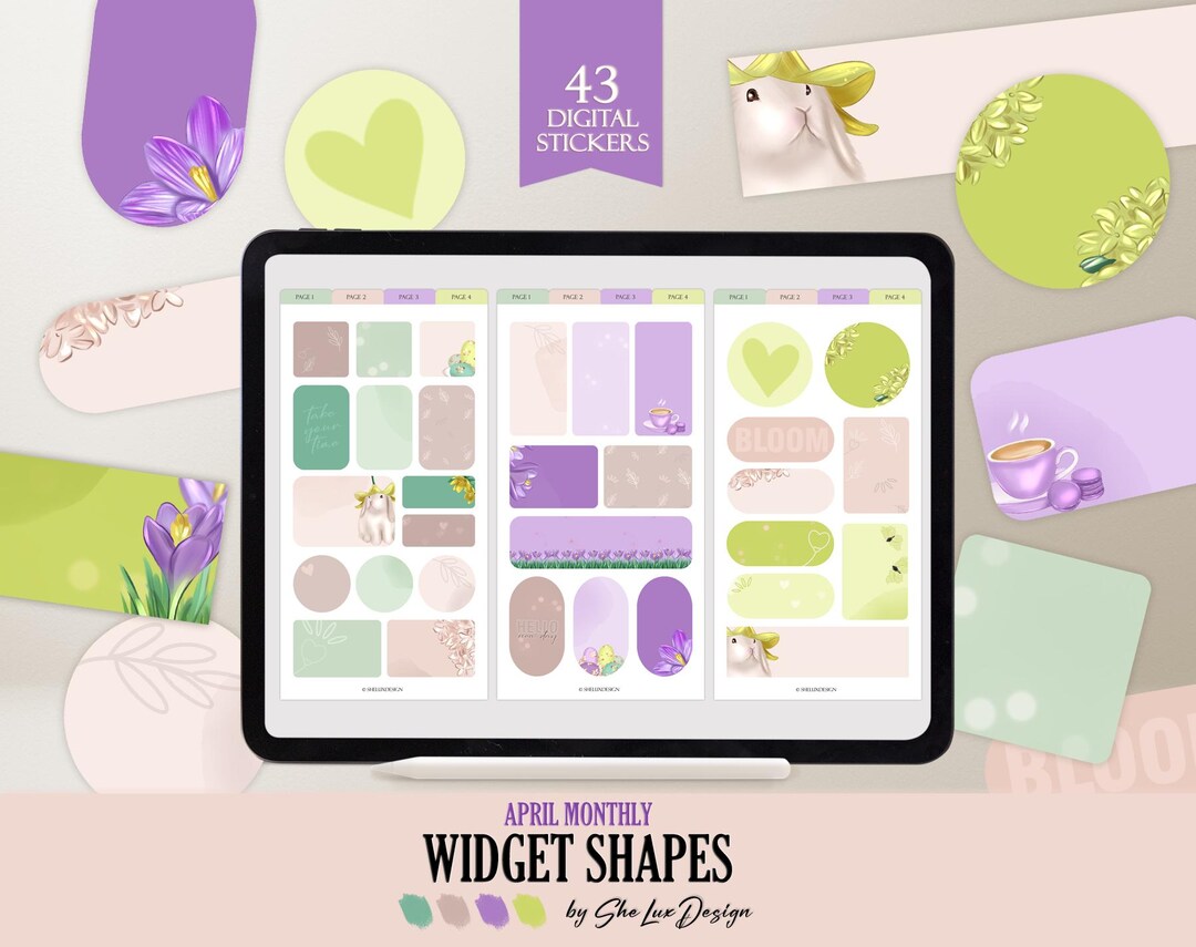 2025 April Digital Shape Widgets, Widget Shapes Stickers for Spring ...