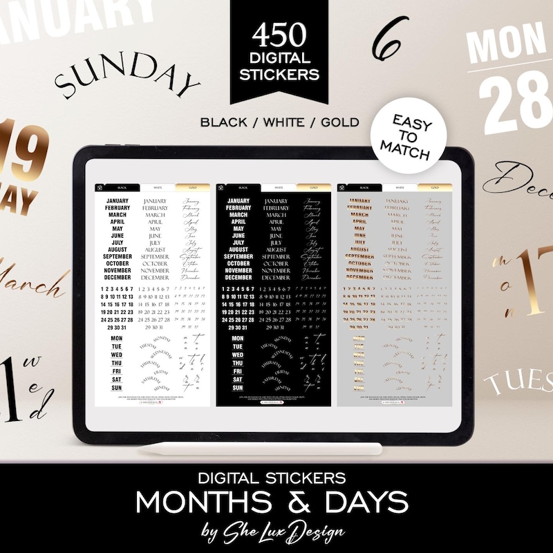 Month and Numbers Stickers - Etsy