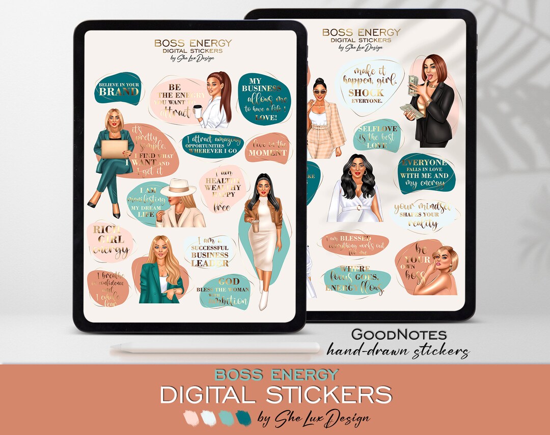 Girl Boss Energy Digital Stickers, Goodnotes Stickers, Motivation ...