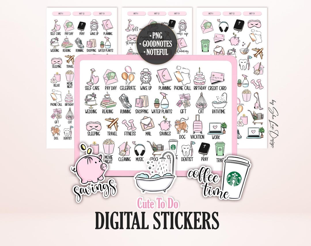 Cute TO DO Icons Digital Stickers for Goodnotes Planner, Daily to Do ...