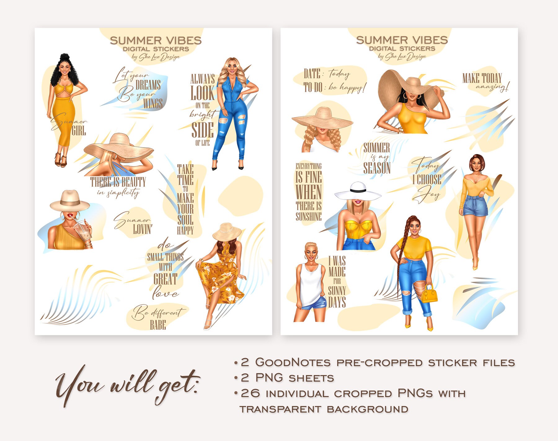 Summer Digital Stickers, Digital Planner Stickers, iPad Stickers ...