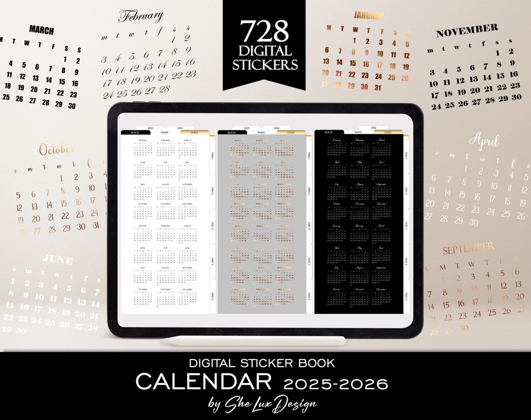 Digital Calendar 2025 - 2026 Digital Stickers, iPad and Android ...