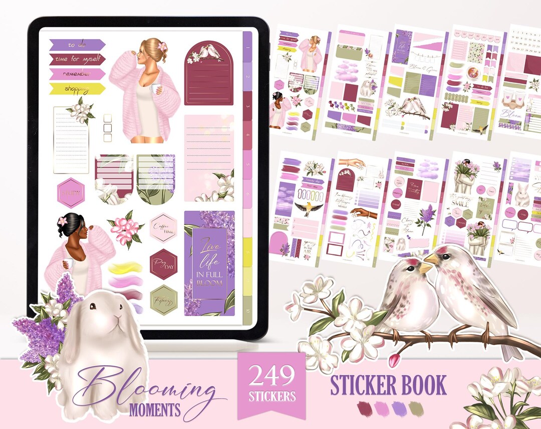 2025 Spring Digital Stickers for Goodnotes Planner, Blooming Flowers ...