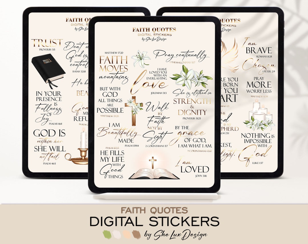 Faith Quotes Digital Planner Stickers, Prayer Journal Sticker ...