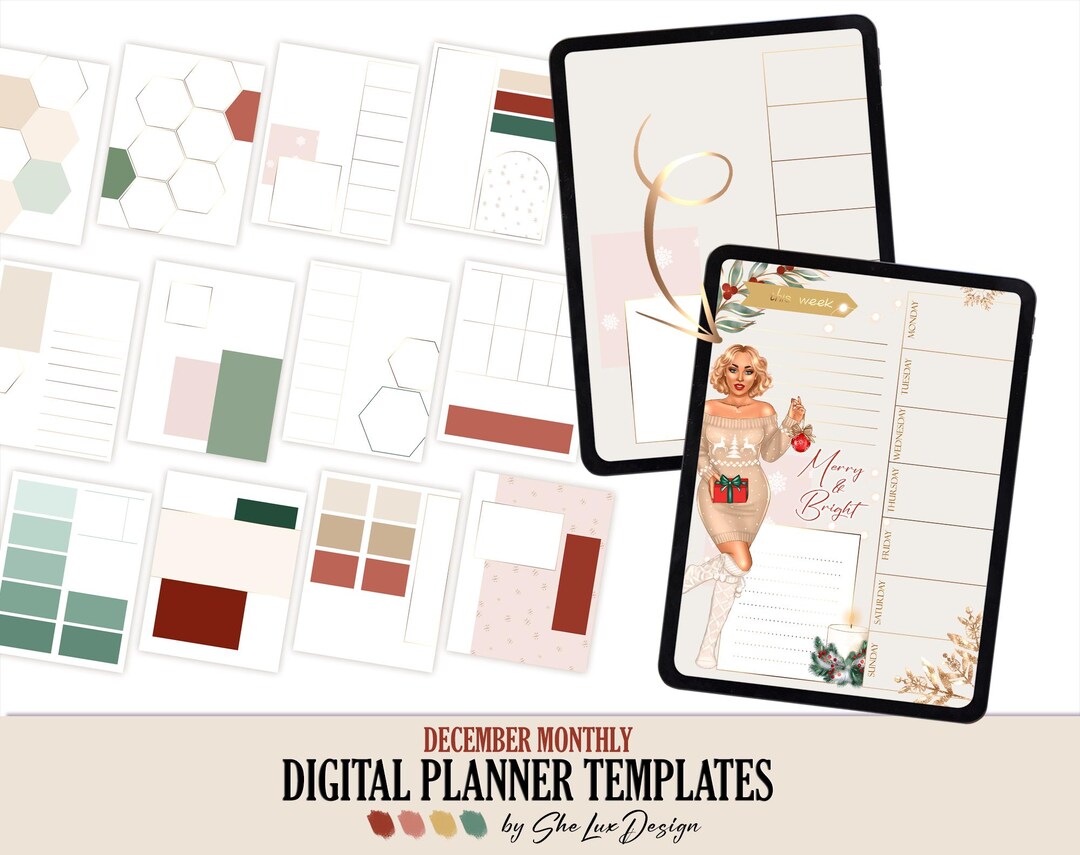 Digital Planner Templates PNG, December Weekly and Daily Planner ...