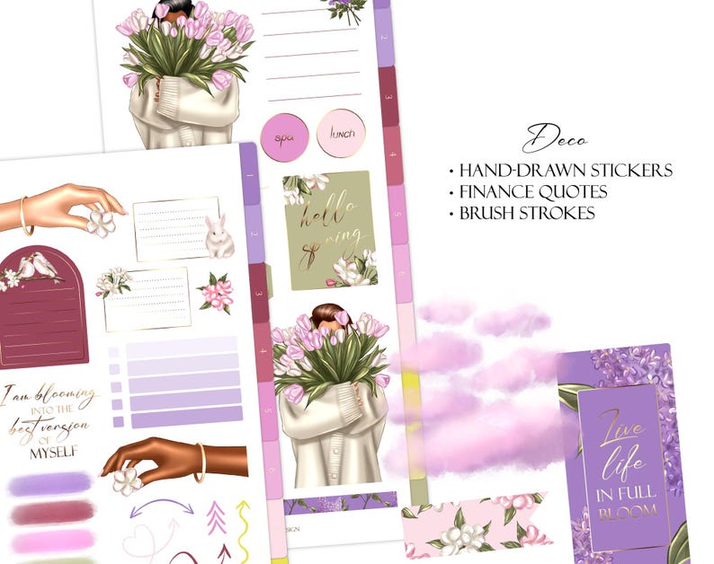 2025 Spring Digital Stickers for Goodnotes Planner, Blooming Flowers ...