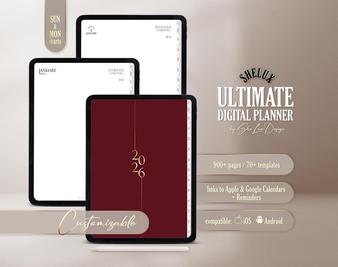 2026 Customizable Digital Planner, Best Dated All in One Digital ...