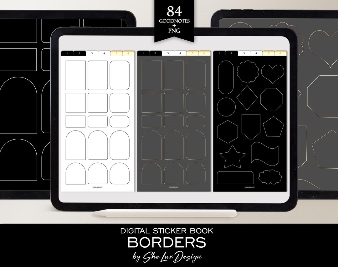 Goodnotes Planner Borders Digital Stickers, Digital Weekly Insert, PNG ...