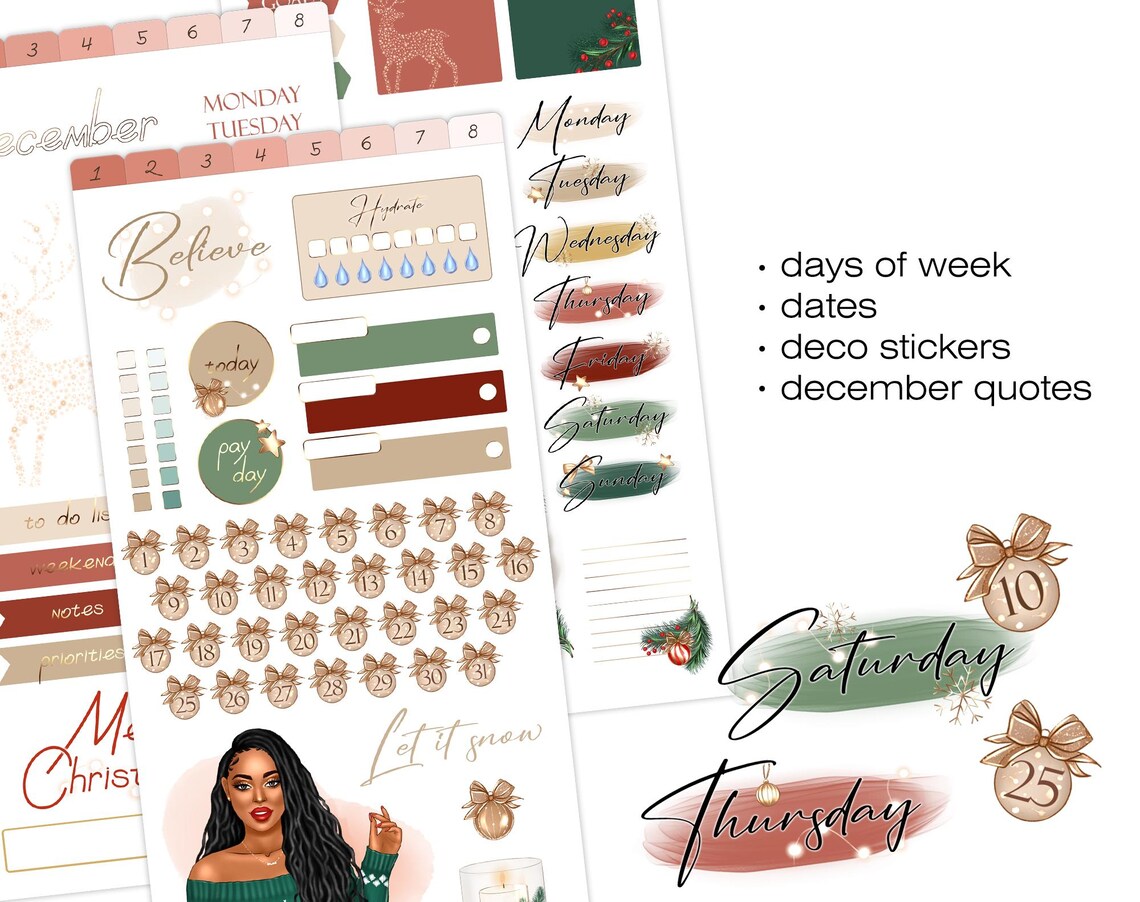 December Digital Stickers 2024, Christmas Goodnotes Sticker Book, Cute ...