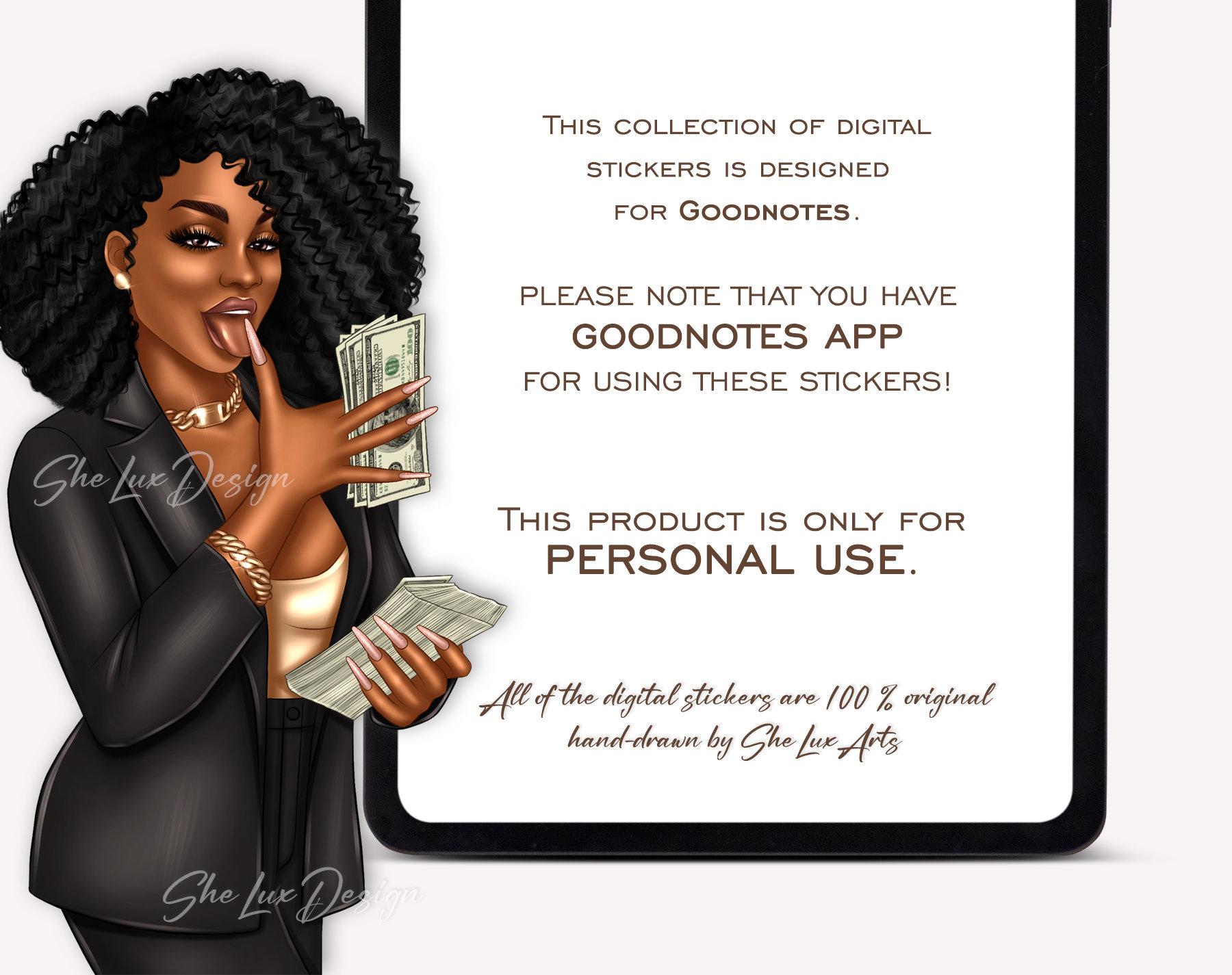 Black Girl Digital Stickers for Goodnotes, Finance Stickers, Budget ...