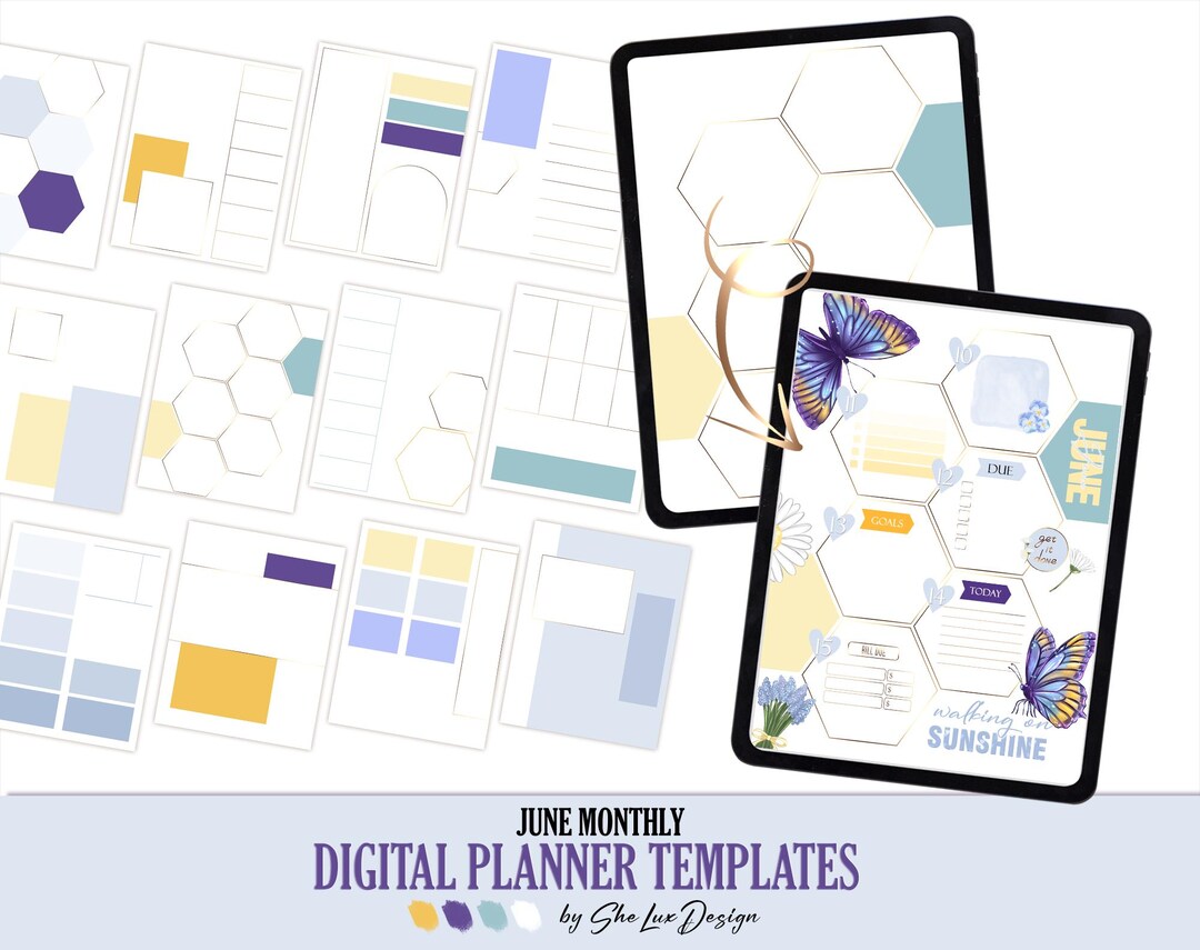 June 2025 Digital Planner Templates, Weekly Template and Daily Planner ...