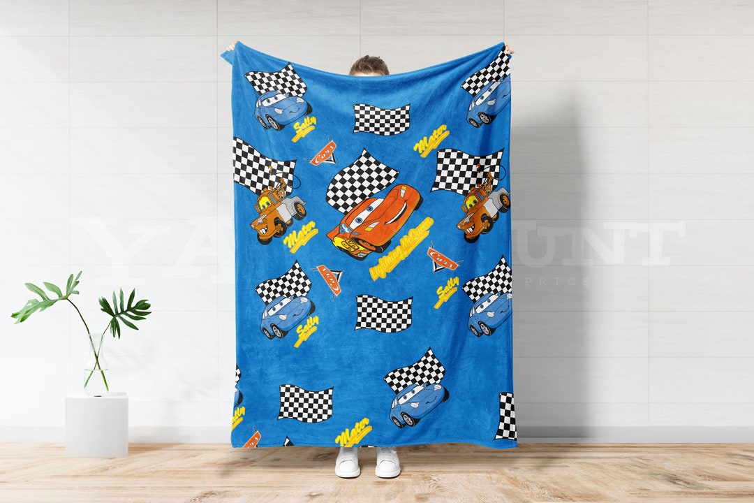 Blue Disney Cars Bedspread Throw, Speed of Cars Throw Blankets, Mcqueen ...