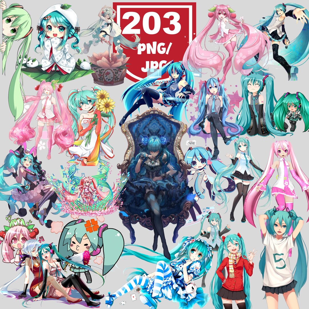 203 MIKU Hatsune Miku PNG Bundle, 203 Unique Designs Downloads, Hatsune ...