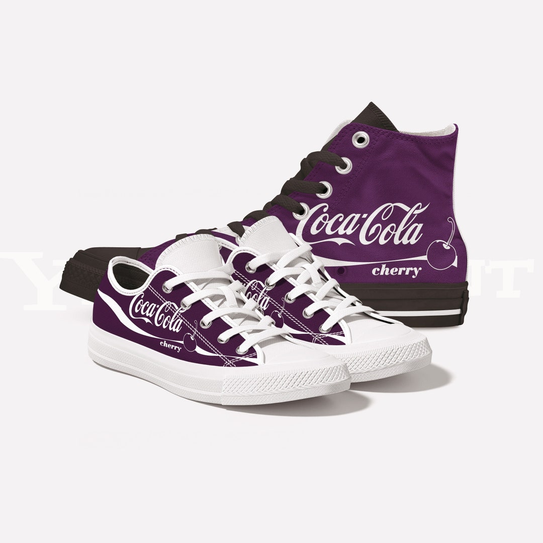 Coca Cola Shoes, Coke Cherry Low High Top Sneaker, Fan Converse Style ...