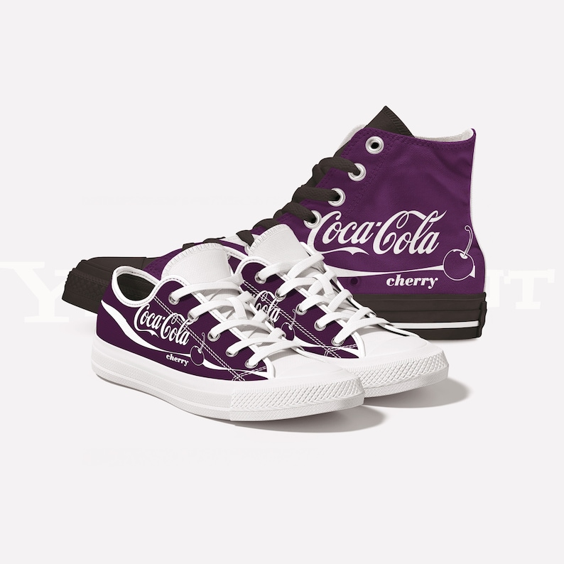 Coca Cola Shoes, Coke Cherry Low High Top Sneaker, Fan Converse Style ...
