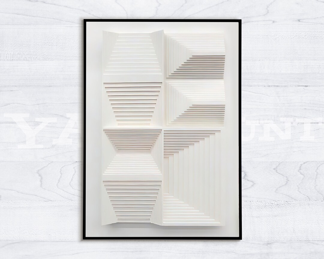Modern White Pyramids Poster, Realism Stairs Art Poster, Modern White ...