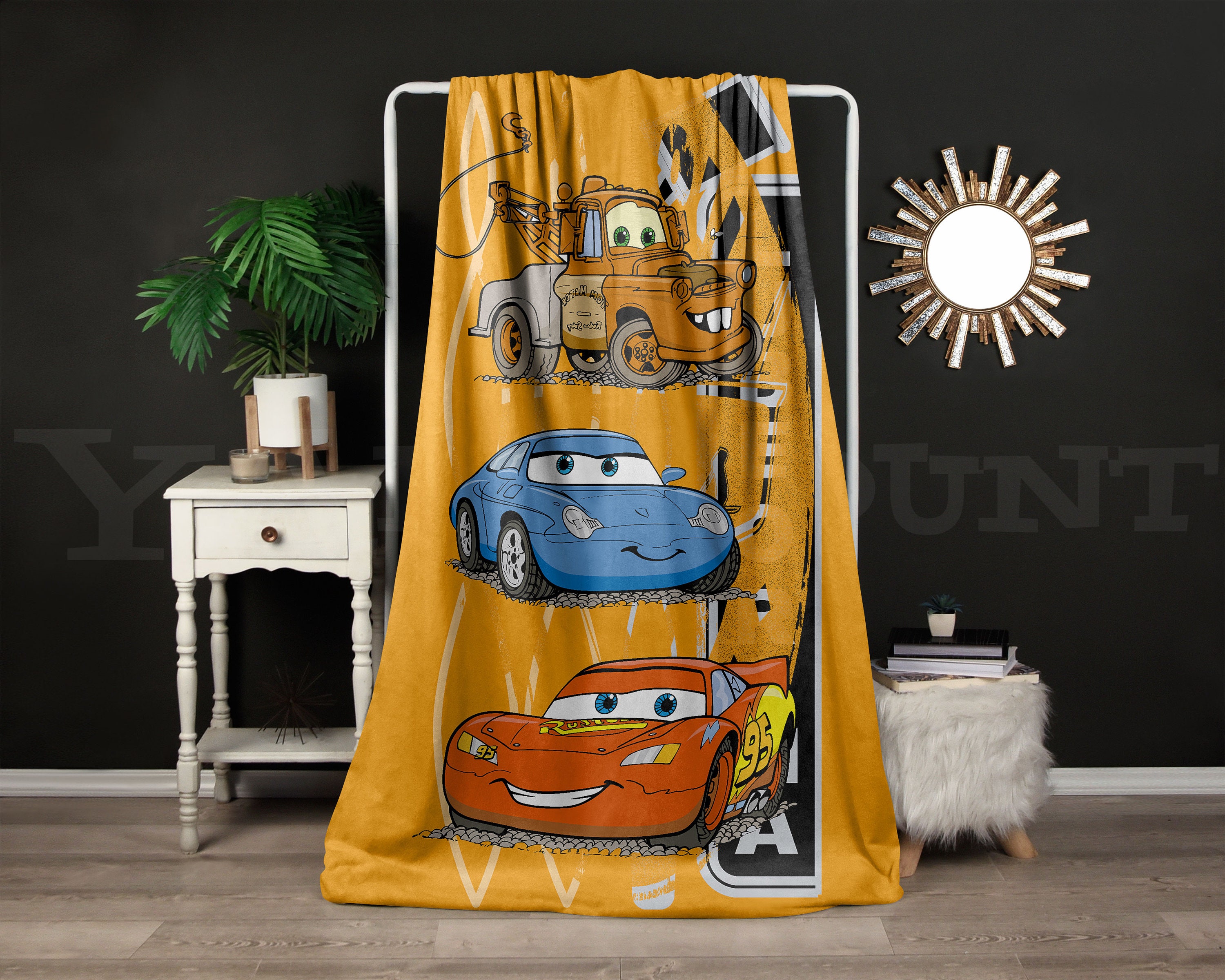 Dark Orange Cars Bedspread Throw, Sally Carrera Throw Blankets, Mcqueen ...