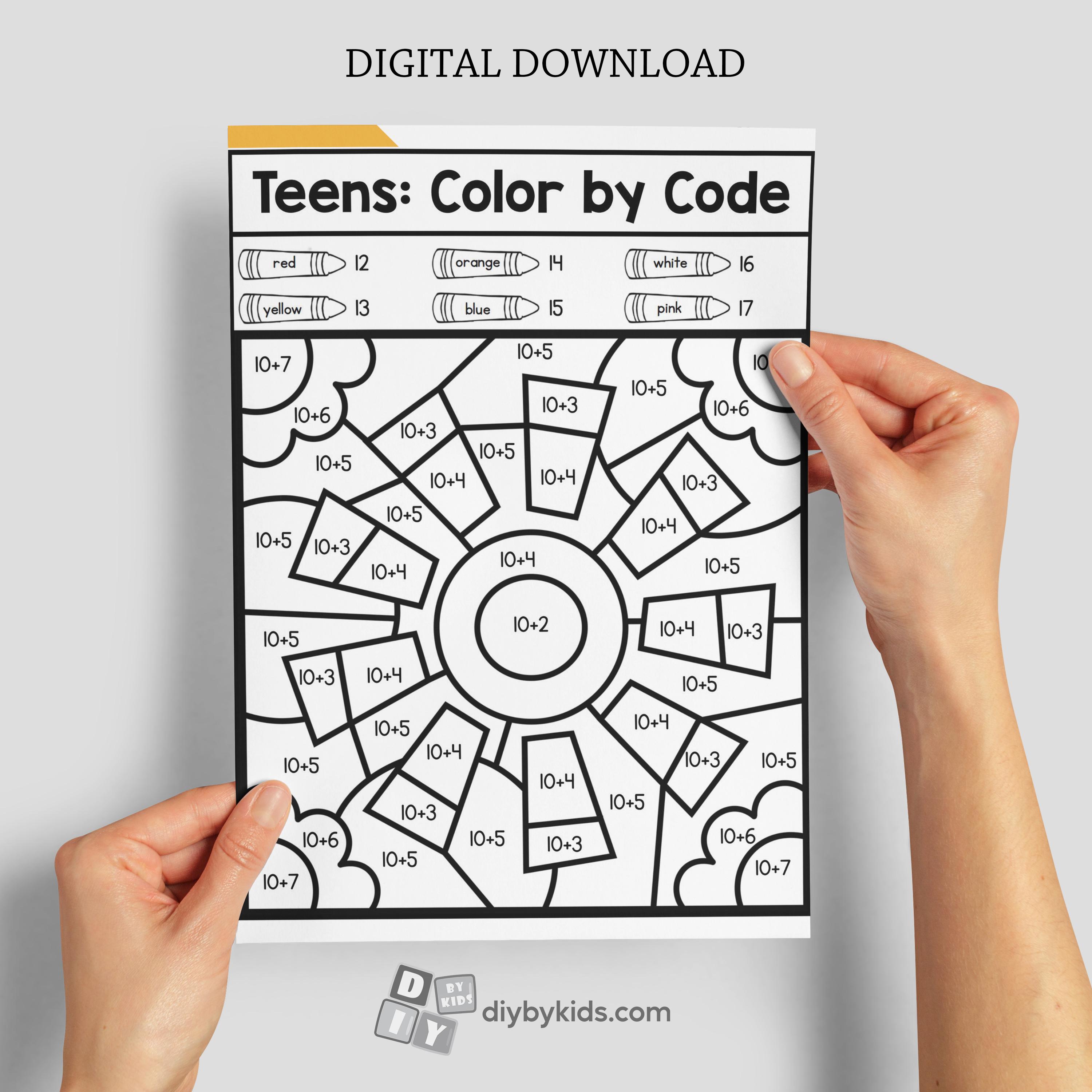 18 Maths Coloring Worksheets, Color by Sum, Color by Difference ...