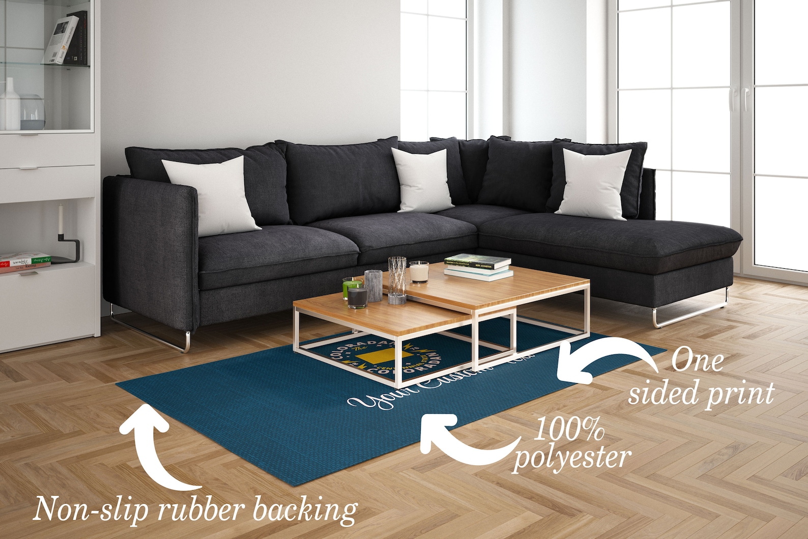 USA States Demonym Rug, Custom American Territories Area Rugs, Blue ...