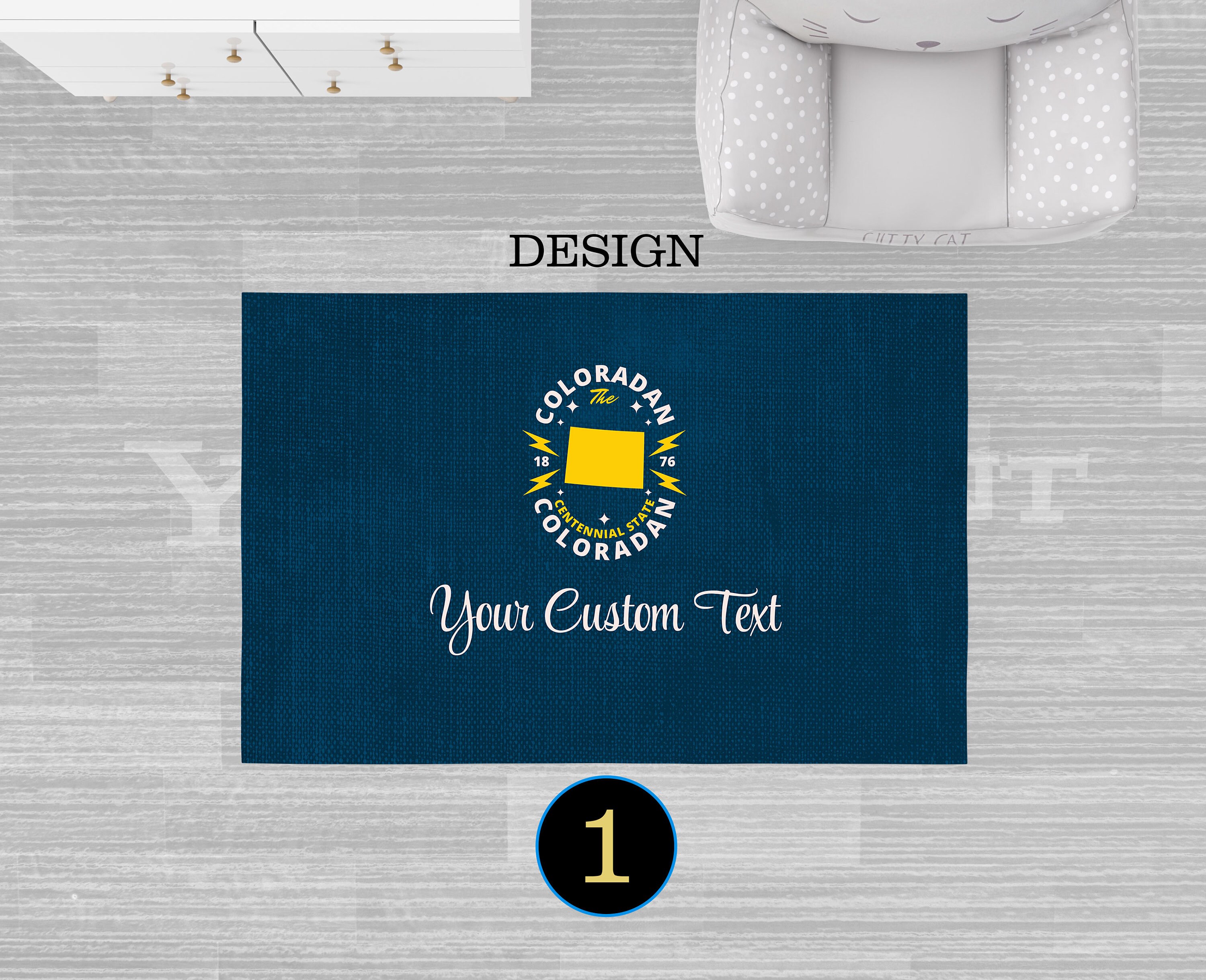 USA States Demonym Rug, Custom American Territories Area Rugs, Blue ...