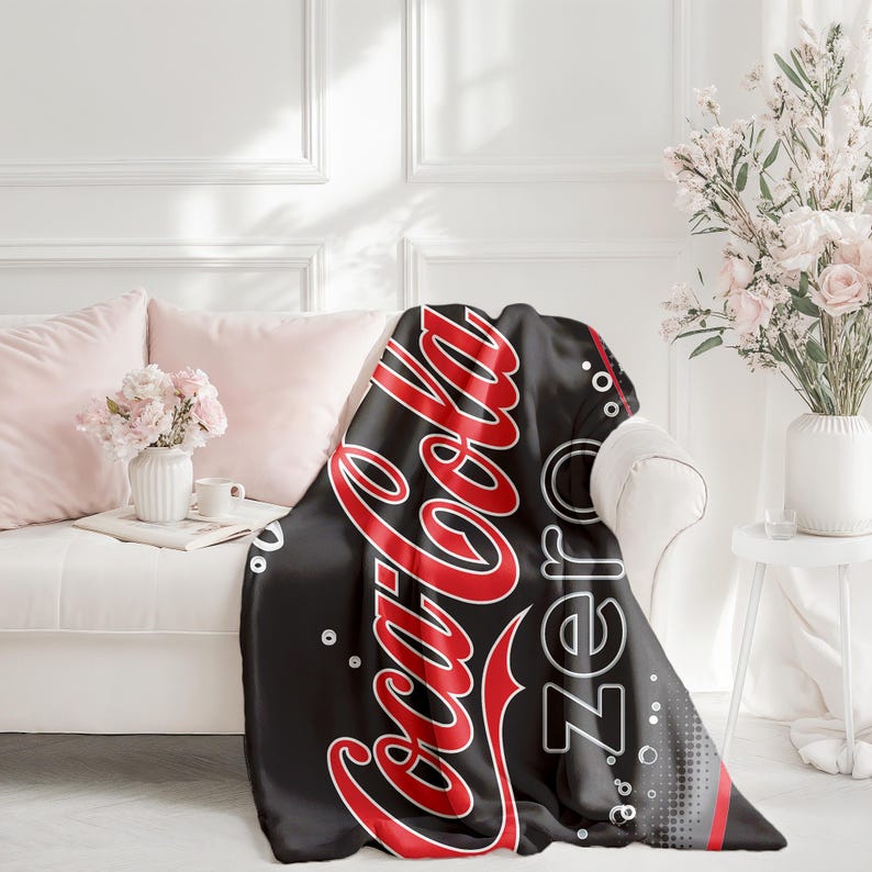 Coca-cola Zero Bedspread Throw, No Sugar Coke Blanket, Black Coke Sofa ...