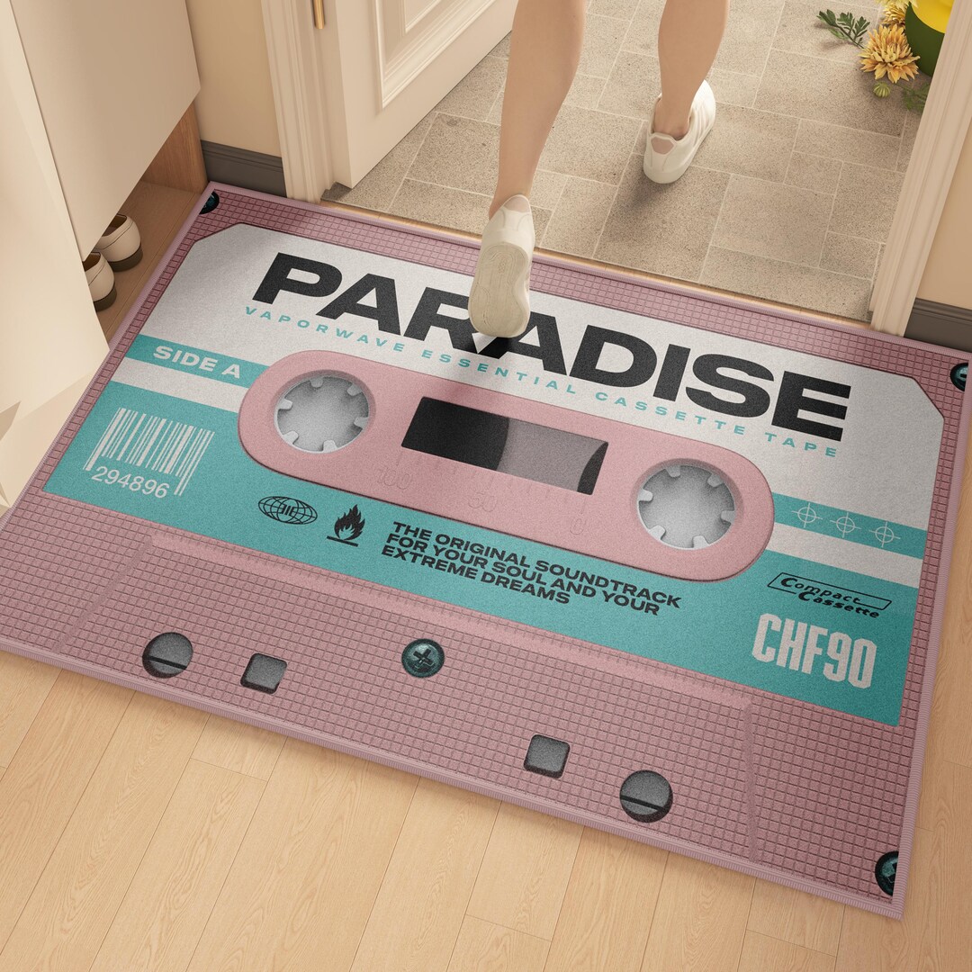 Paradise Cassette Heavy Duty Floor Mat, Vintage Music Cassette Tapes ...