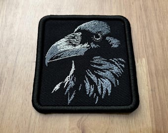Raven Crow Pair Black Bird Iron ON Patch 100% Embroidery - Etsy