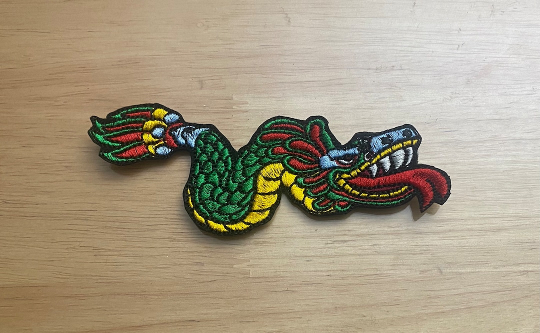 Quetzalcoatl Embroidered Iron-on Patch, Aztec Serpent - Etsy
