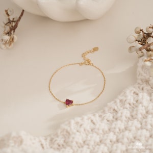 Heart Shaped Diamond Bracelet, Sterling Silver Bracelet, Minimalist ...