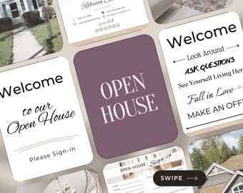 Real Estate Open House Sign in Sheet & Welcome Sign Pdfs, Real Estate ...