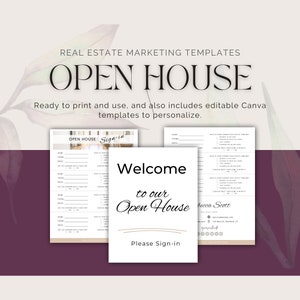 Open House Sign in Sheet & Welcome Sign Pdfs, Real Estate Marketing ...