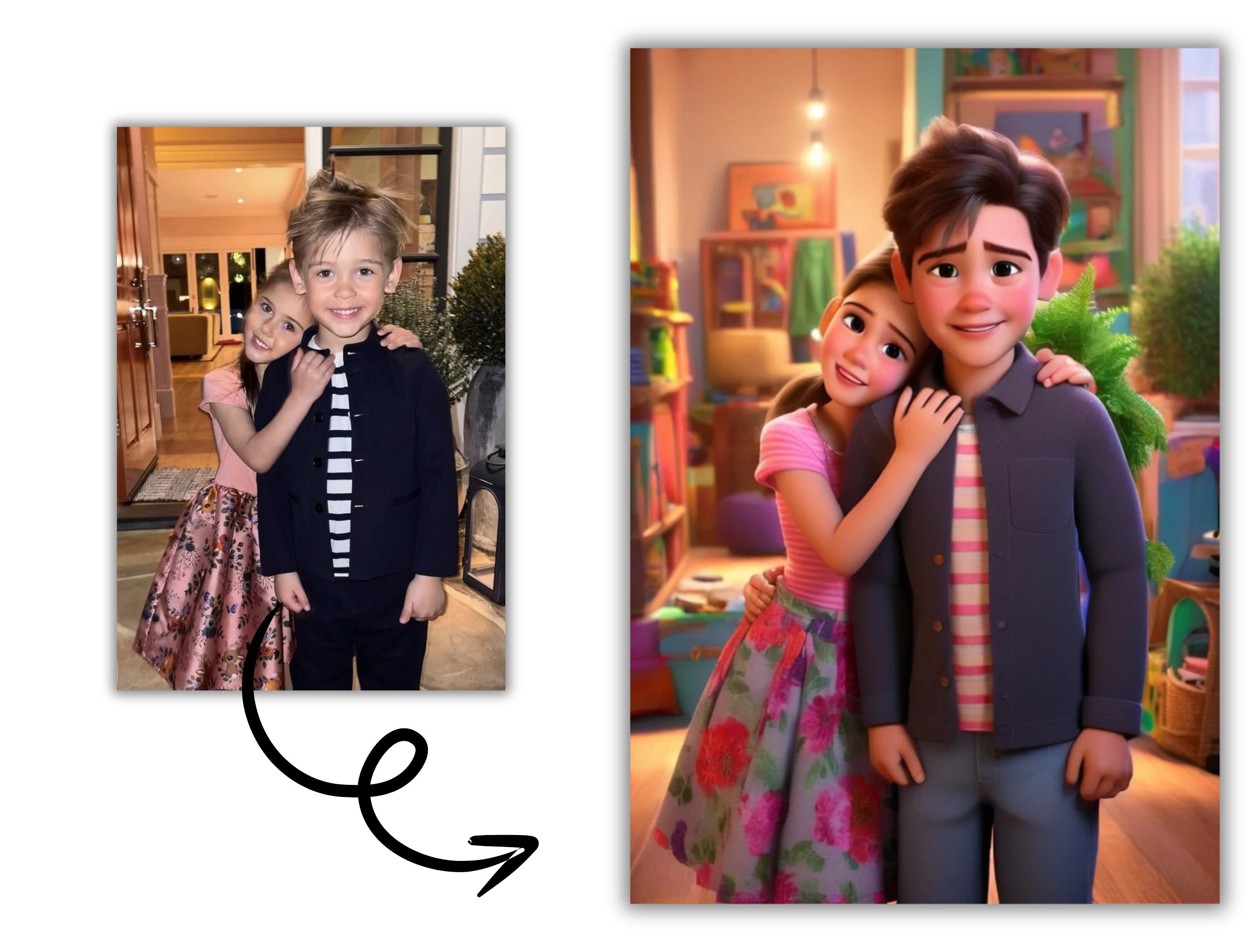 Custom Family Kids Portrait, Cartoon Portrait, Gift for Kids, Cartoon ...