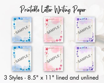 Printable Notepaper, 8.5 X 11 Note Pages, Lined, Unlined, Four Seasons ...