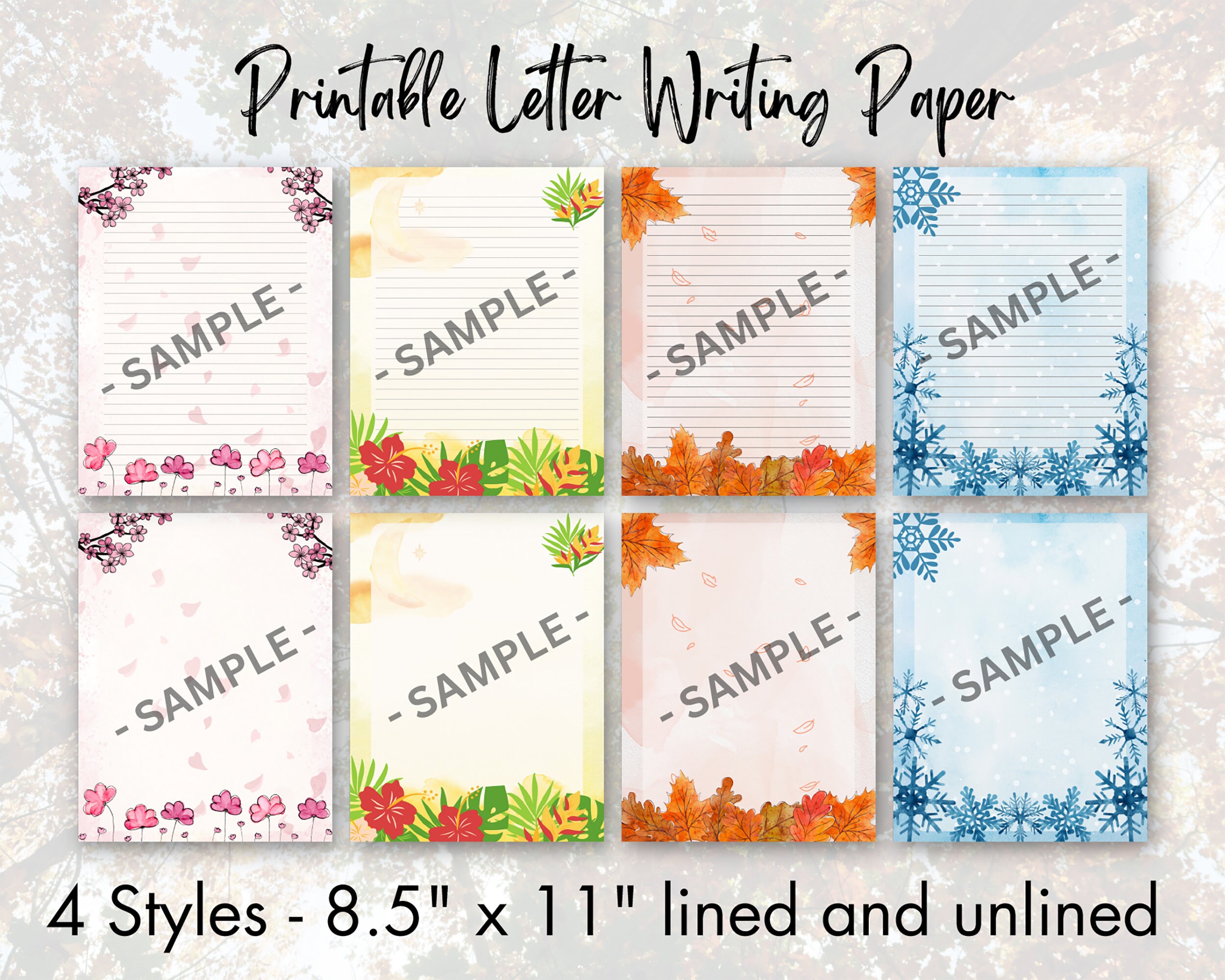 Printable Notepaper, 8.5" X 11" Note Pages, Lined, Unlined, Four ...