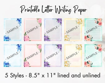 Lined & Unlined Journal Paper Printable Note Pages - Etsy