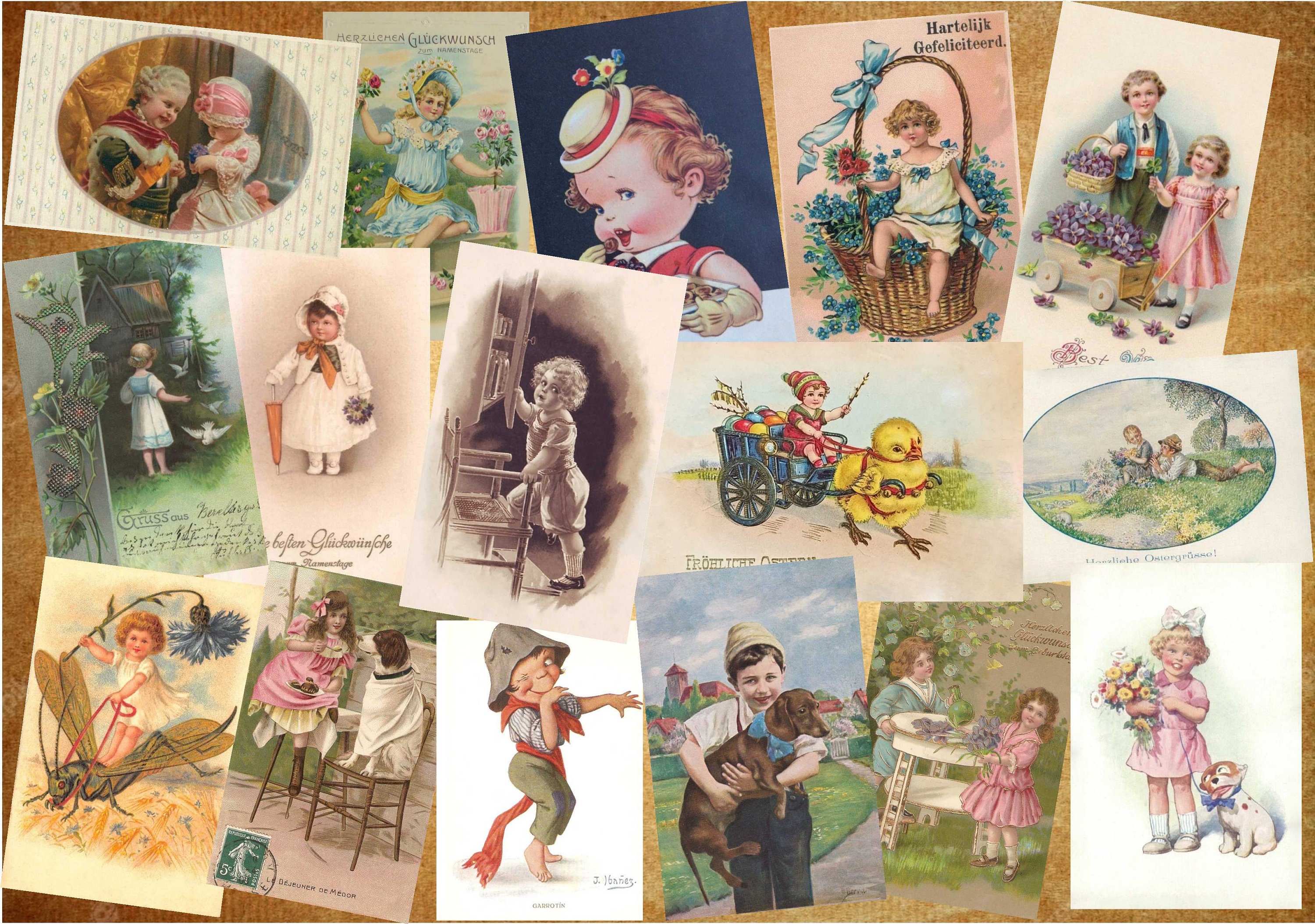 Charming 48 Vintage Children Postcards - Instant Download - Etsy